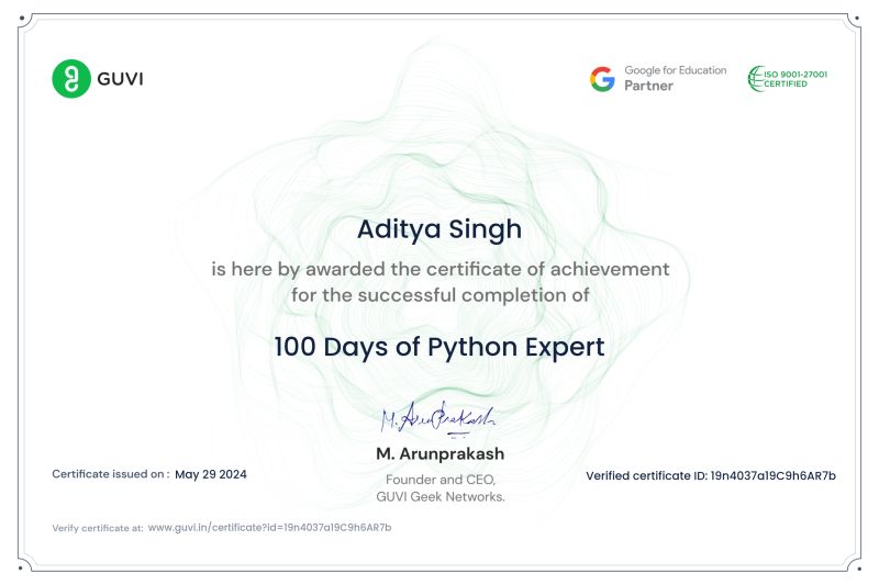 Aditya Singh on LinkedIn: #python #programming #certification # ... Aditya Singh on LinkedIn: #python #programming #certification # ...