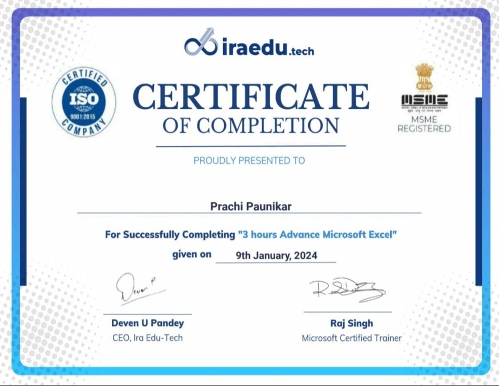 Prachi Paunikar on LinkedIn: #dataanalysis #advanceexcel #dataanalytics Prachi Paunikar on LinkedIn: #dataanalysis #advanceexcel #dataanalytics