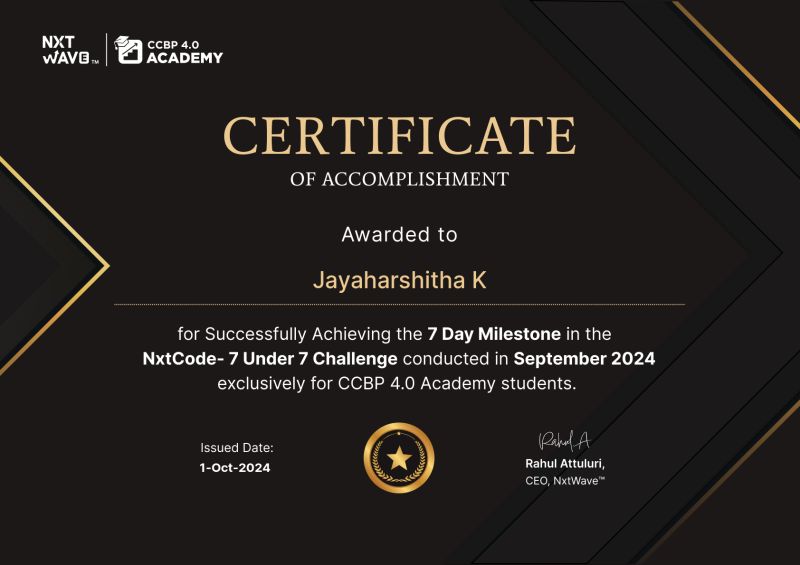 Jayaharshitha Karthikeyan on LinkedIn: #nxtwave #coding #codingchallenges Jayaharshitha Karthikeyan on LinkedIn: #nxtwave #coding #codingchallenges