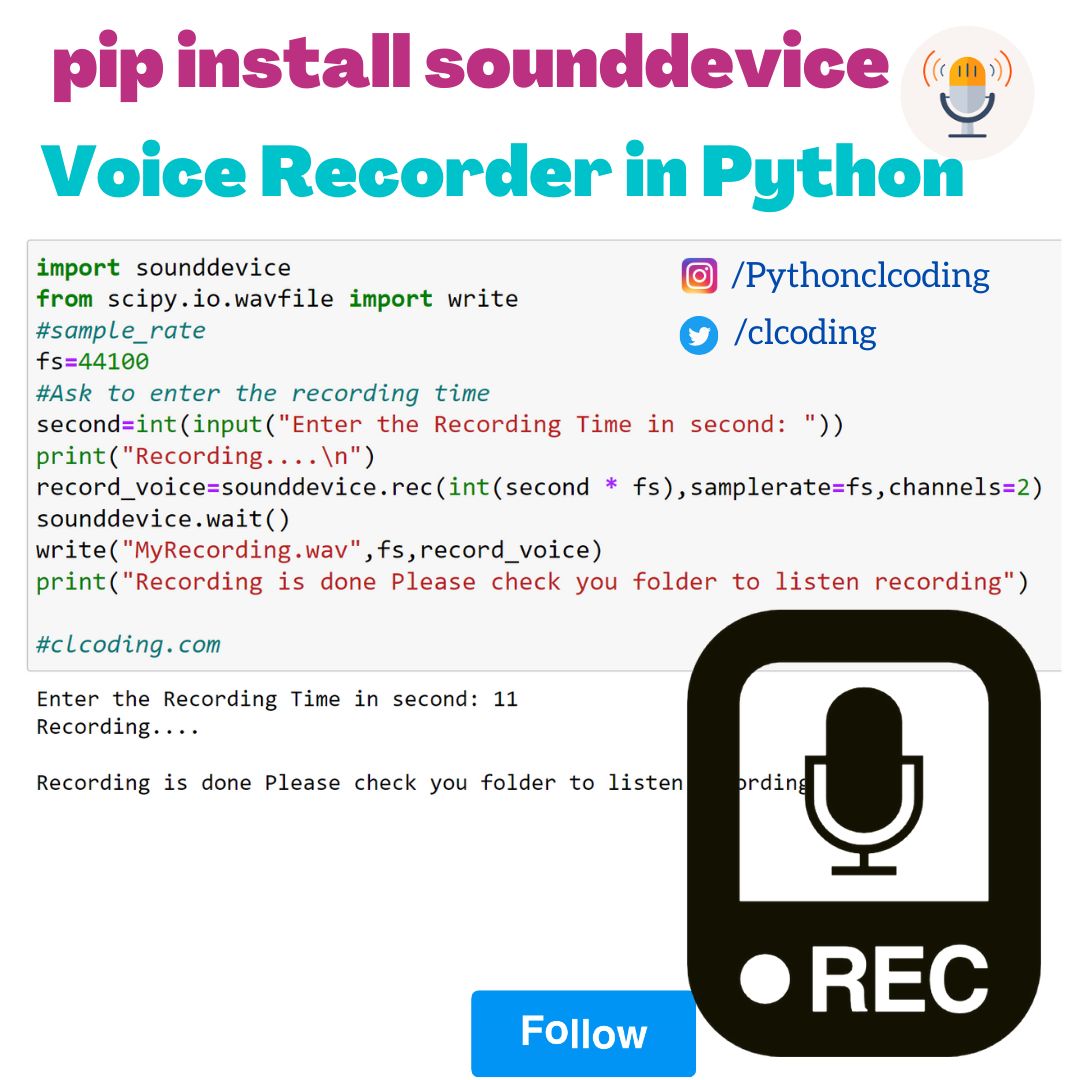 Python Coding on LinkedIn: Voice recorder using Python Fundamentals of ... Python Coding on LinkedIn: Voice recorder using Python Fundamentals of ...