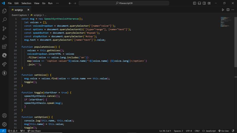 Day 30 of JavaScript Challenge: Speech Synthesis | Naman Kemani posted ... Day 30 of JavaScript Challenge: Speech Synthesis | Naman Kemani posted ...