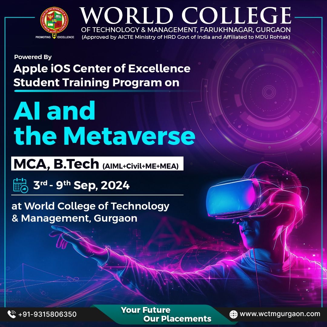 WCTM Gurgaon on LinkedIn: #wctm #ai #metaverse #studenttraining #mca # ... WCTM Gurgaon on LinkedIn: #wctm #ai #metaverse #studenttraining #mca # ...