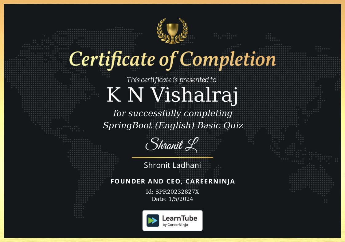 Vishal Raj on LinkedIn: #springboot #certification #professionaldevelopment Vishal Raj on LinkedIn: #springboot #certification #professionaldevelopment