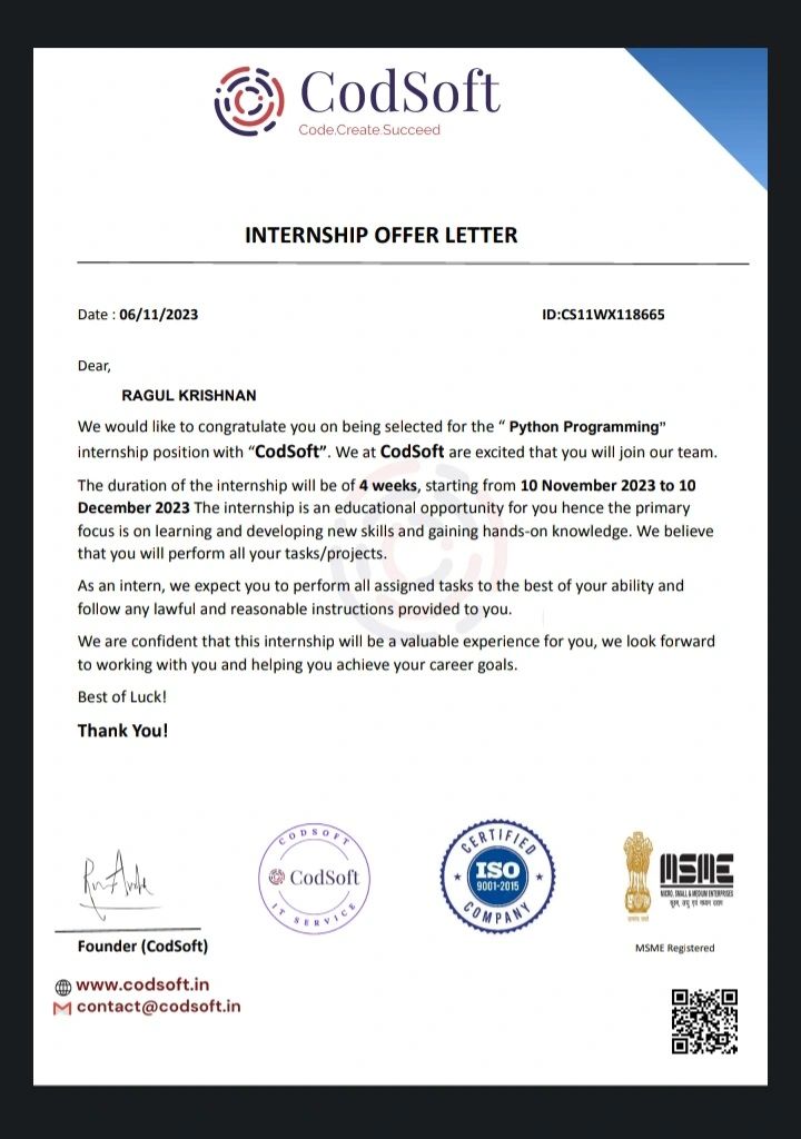 #internship #pythonprogramming #codsoft #programminglanguages #intern ... #internship #pythonprogramming #codsoft #programminglanguages #intern ...