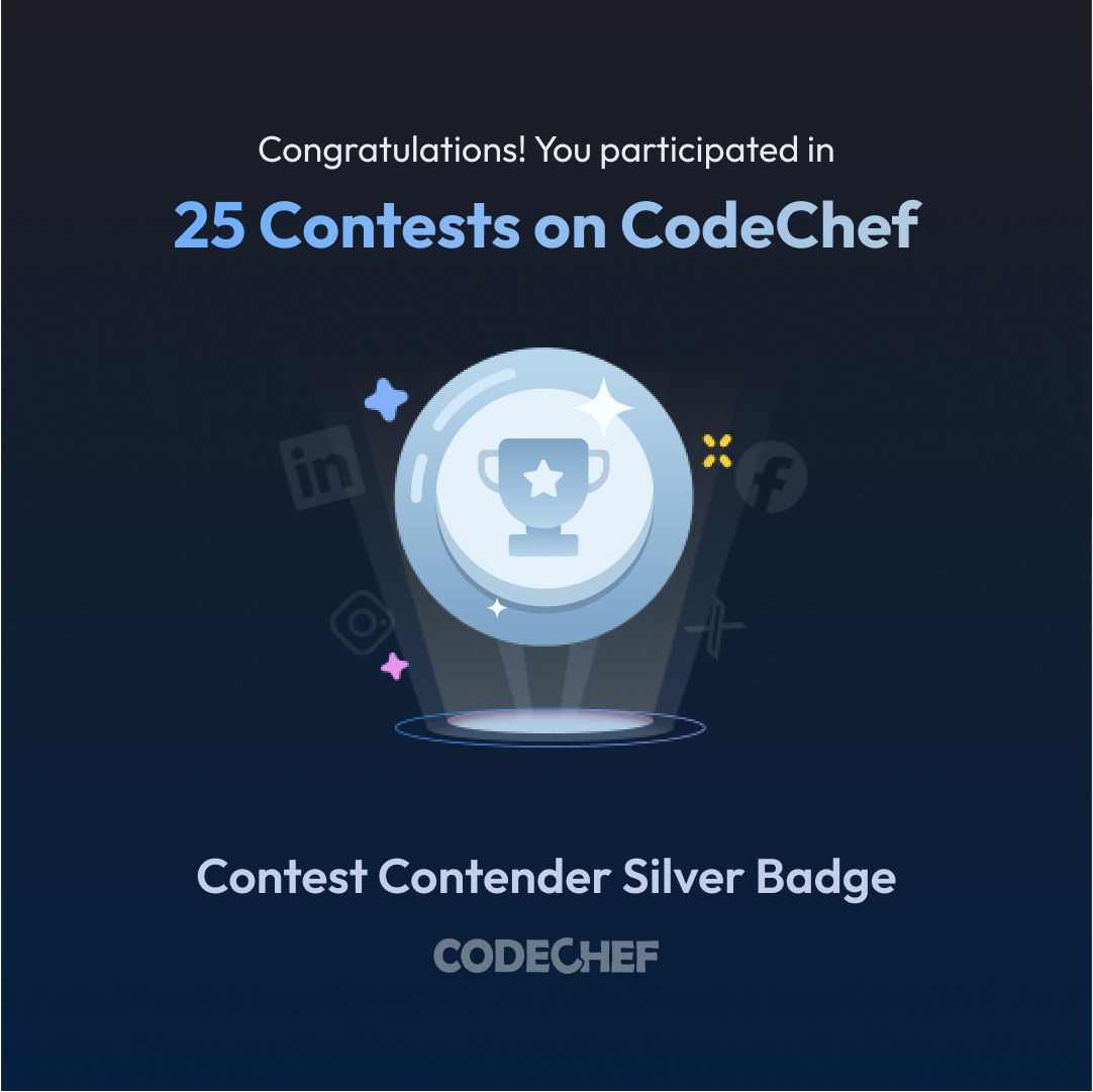 Khyathi Doddi on LinkedIn: #codechef #competitiveprogramming # ... Khyathi Doddi on LinkedIn: #codechef #competitiveprogramming # ...