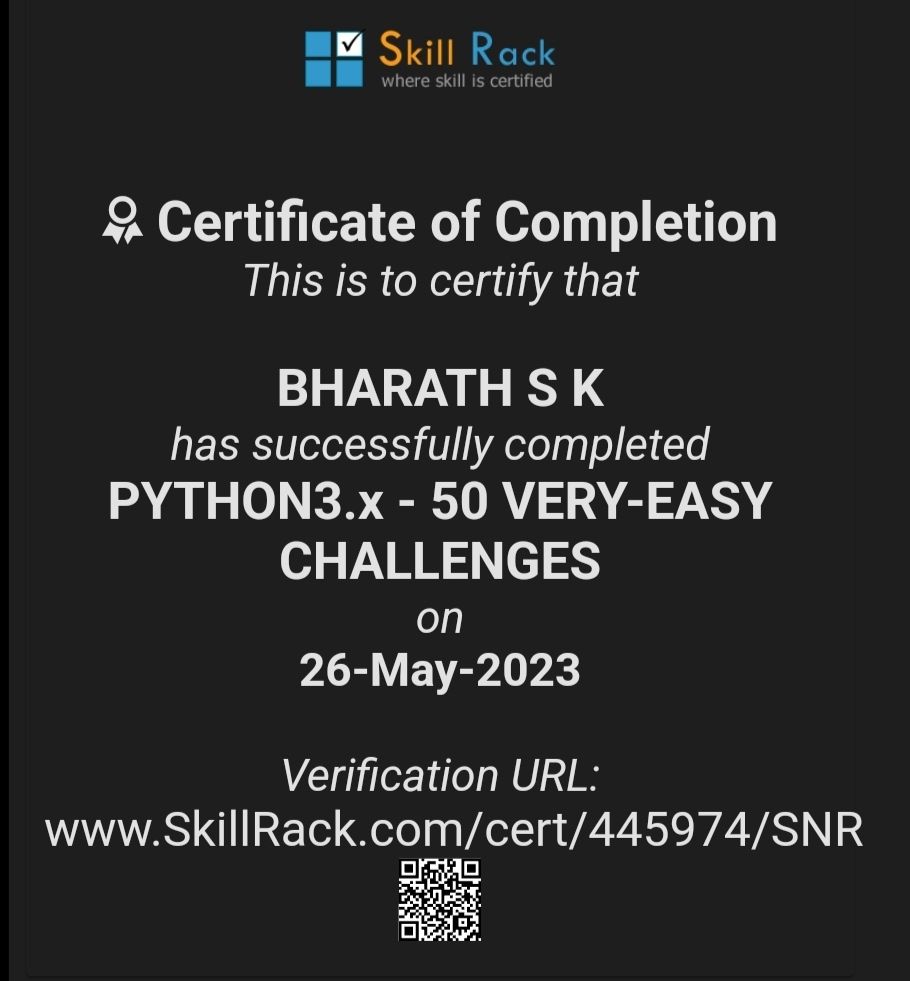 Bharath S K on LinkedIn: #skillrack #pythonprogramming #sairaminstitutions Bharath S K on LinkedIn: #skillrack #pythonprogramming #sairaminstitutions