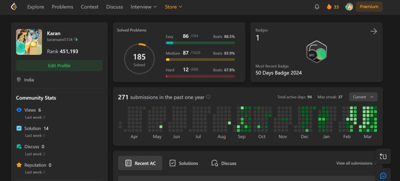 Its My LeetCode Status LeetCode Leetcode Challenge | karan saini Its My LeetCode Status LeetCode Leetcode Challenge | karan saini