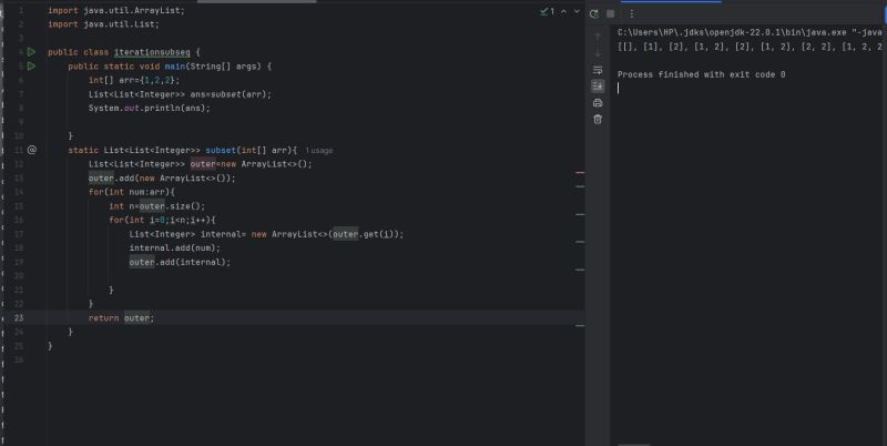 My code for subsets in Java on Day 25/100 | Pranjal Jain posted on the ... My code for subsets in Java on Day 25/100 | Pranjal Jain posted on the ...