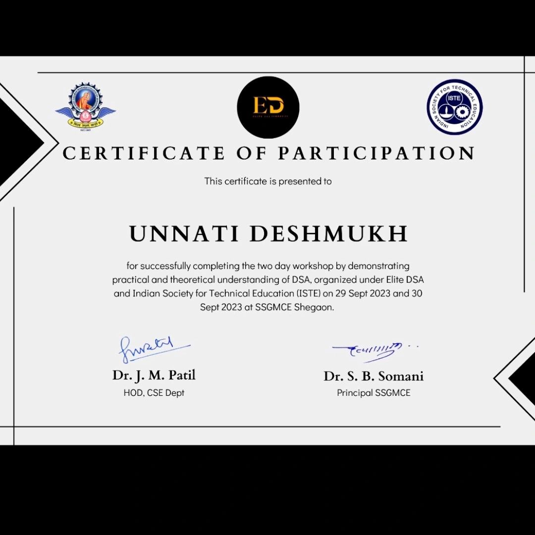 Unnati Deshmukh on LinkedIn: #datastructures #algorithms #certification ... Unnati Deshmukh on LinkedIn: #datastructures #algorithms #certification ...