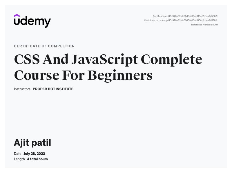 Ajit Patil on LinkedIn: #css #javascript #udemy #newskills #webdeveloper Ajit Patil on LinkedIn: #css #javascript #udemy #newskills #webdeveloper