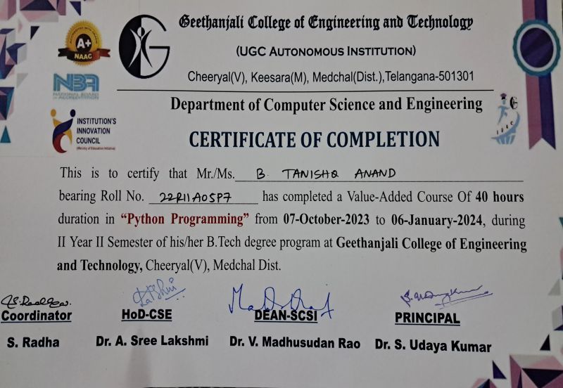 Balla Tanishq Anand on LinkedIn: #pythonprogramming #learning #btech # ... Balla Tanishq Anand on LinkedIn: #pythonprogramming #learning #btech # ...