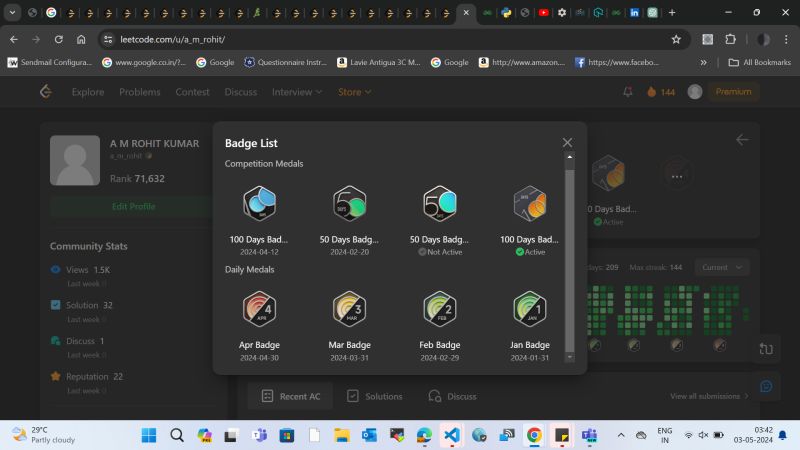 A M ROHIT KUMAR on LinkedIn: #leetcode #codingjourney #milestonecelebration A M ROHIT KUMAR on LinkedIn: #leetcode #codingjourney #milestonecelebration