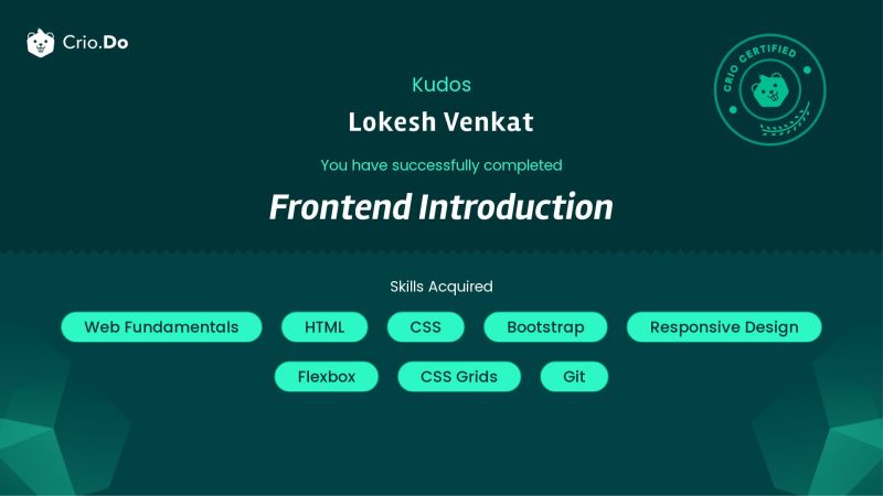 Lokesh Venkat on LinkedIn: #learnbydoing #criodo #softwaredevelopment # ... Lokesh Venkat on LinkedIn: #learnbydoing #criodo #softwaredevelopment # ...