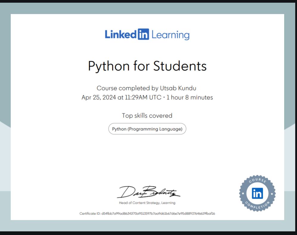 Utsab Kundu on LinkedIn: #python #programming #learning #linkedinlearning Utsab Kundu on LinkedIn: #python #programming #learning #linkedinlearning