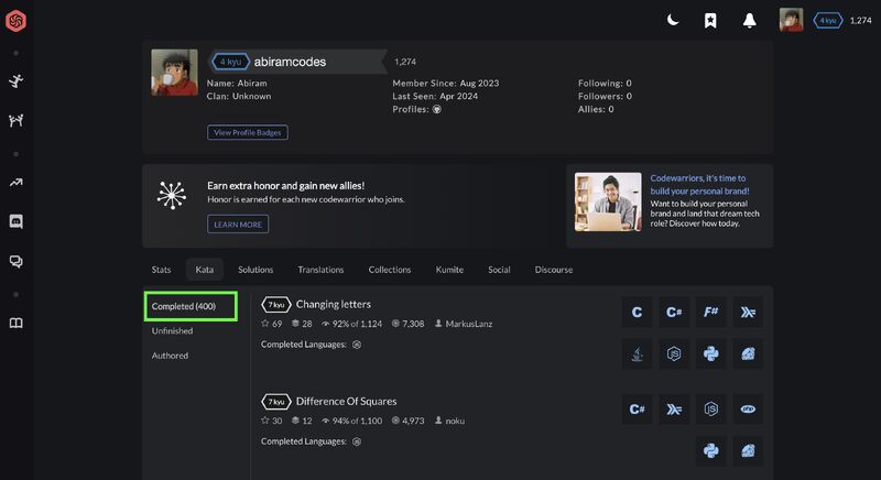 Abirama Kannan Baskar on LinkedIn: #coding #programming #codewars Abirama Kannan Baskar on LinkedIn: #coding #programming #codewars