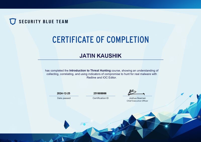 Jatin Kaushik on LinkedIn: Intro with threat hunt course, showing an ... Jatin Kaushik on LinkedIn: Intro with threat hunt course, showing an ...