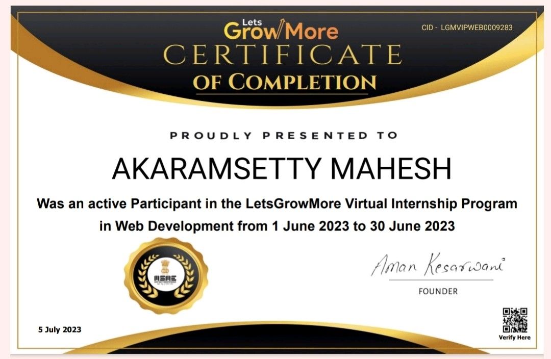 #webdeveloper #intern #completioncertificate #lgmvip #letsgrowmore ... #webdeveloper #intern #completioncertificate #lgmvip #letsgrowmore ...