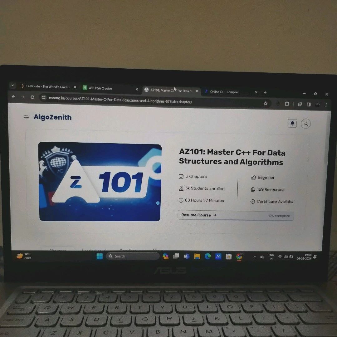 Started C++ for DSA by AlgoZenith | Tarun Sihag posted on the topic ... Started C++ for DSA by AlgoZenith | Tarun Sihag posted on the topic ...
