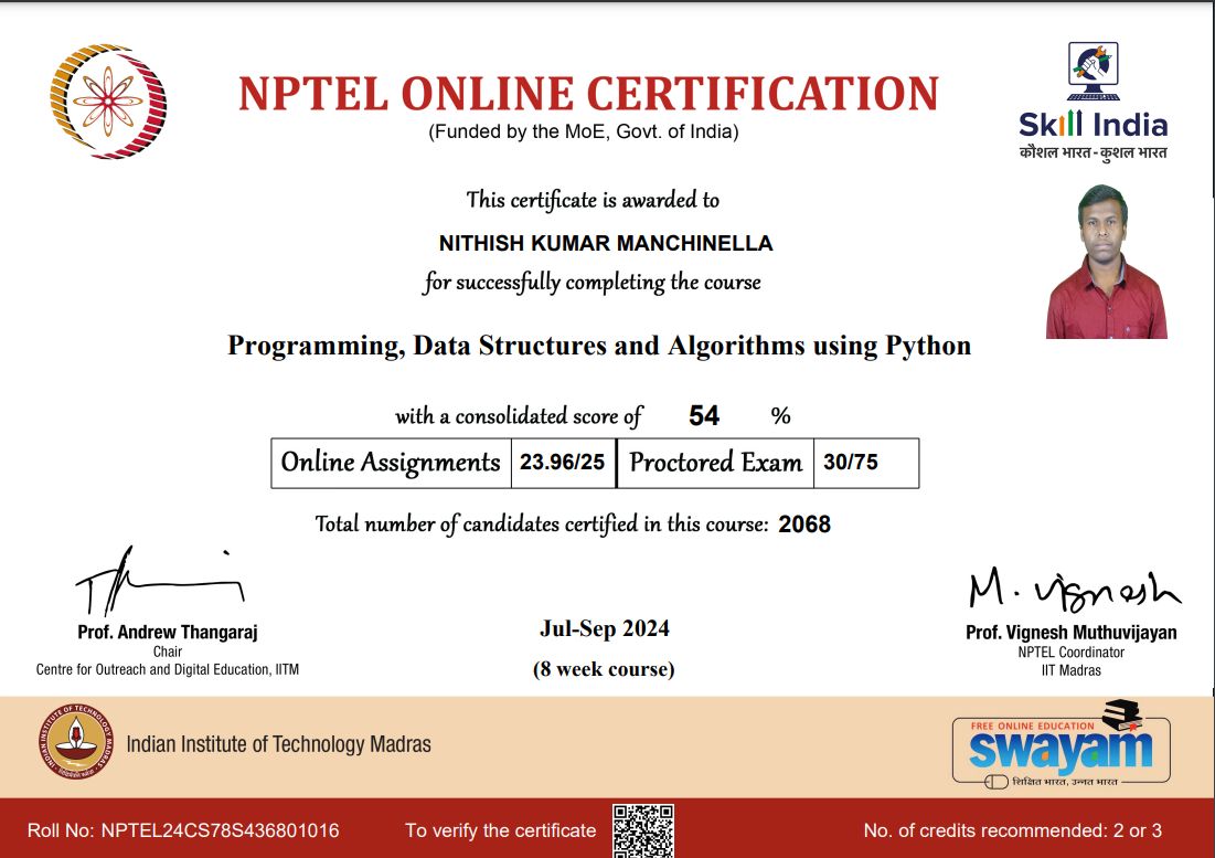 Nithish Kumar on LinkedIn: #python #datastructures #algorithms #nptel # ... Nithish Kumar on LinkedIn: #python #datastructures #algorithms #nptel # ...