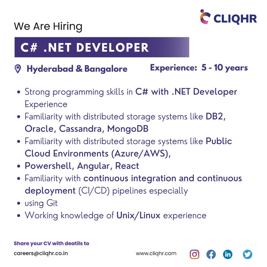 CLIQHR Recruitment Services on LinkedIn: #hiring #dotnetjobs # ... CLIQHR Recruitment Services on LinkedIn: #hiring #dotnetjobs # ...