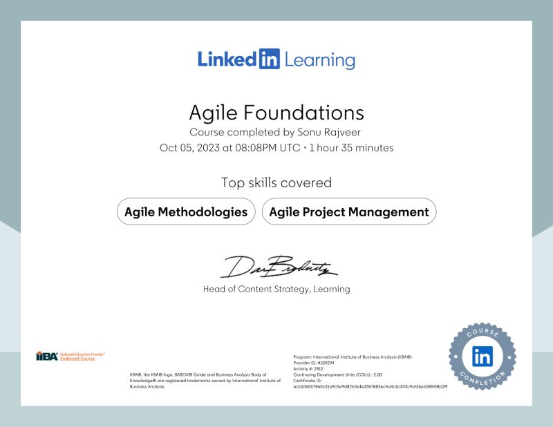 Sonu Rajveer on LinkedIn: Certificate of Completion Sonu Rajveer on LinkedIn: Certificate of Completion