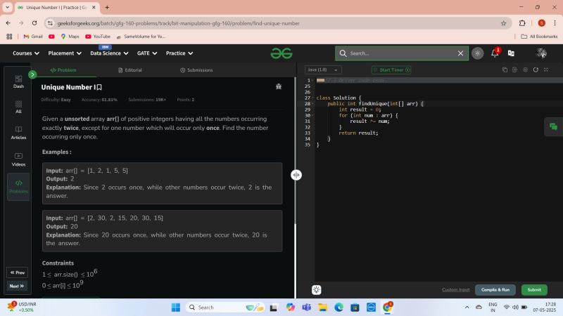 #geekstreak2024 #geeksforgeeks #dsa #codingchallenge #uniquenumber ... #geekstreak2024 #geeksforgeeks #dsa #codingchallenge #uniquenumber ...