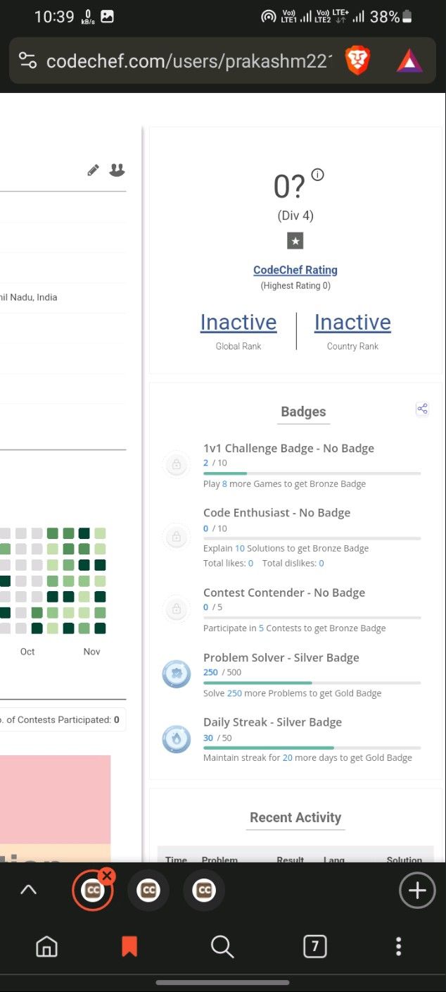 #codechef #silverbadge #codingjourney #achievementunlocked | Prakash M #codechef #silverbadge #codingjourney #achievementunlocked | Prakash M