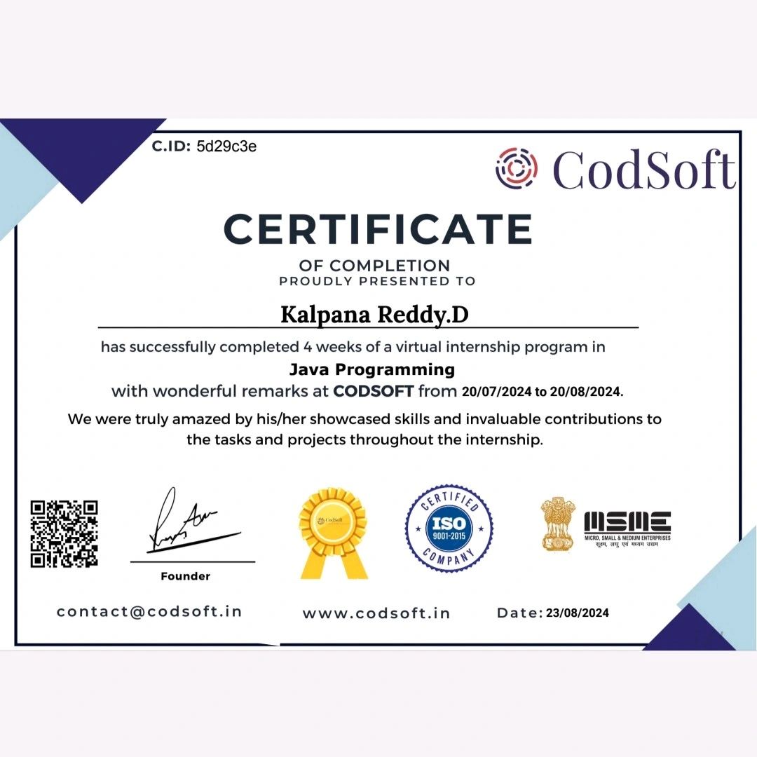 Kalpana Reddy on LinkedIn: #internship #completion #codsoft #learning # ... Kalpana Reddy on LinkedIn: #internship #completion #codsoft #learning # ...