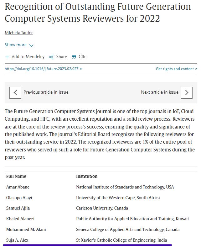Dr. Suja A. Alex on LinkedIn: Recognition of Outstanding Future ... Dr. Suja A. Alex on LinkedIn: Recognition of Outstanding Future ...