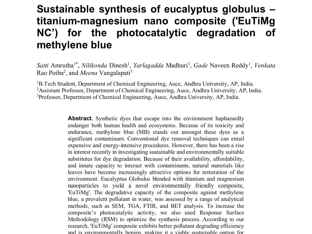 Satti Amrutha on LinkedIn: #research #sustainability #methyleneblue # ... Satti Amrutha on LinkedIn: #research #sustainability #methyleneblue # ...