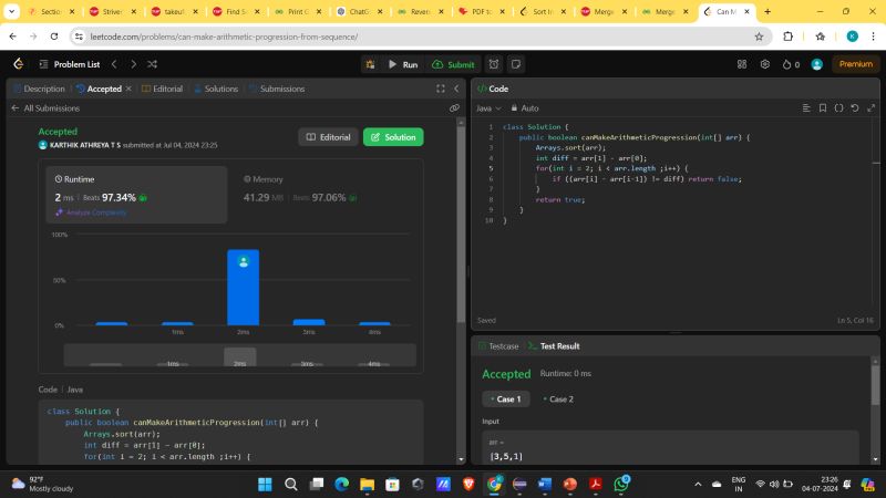 Resolved LeetCode problem #1502 | KARTHIK ATHREYA T S posted on the ... Resolved LeetCode problem #1502 | KARTHIK ATHREYA T S posted on the ...