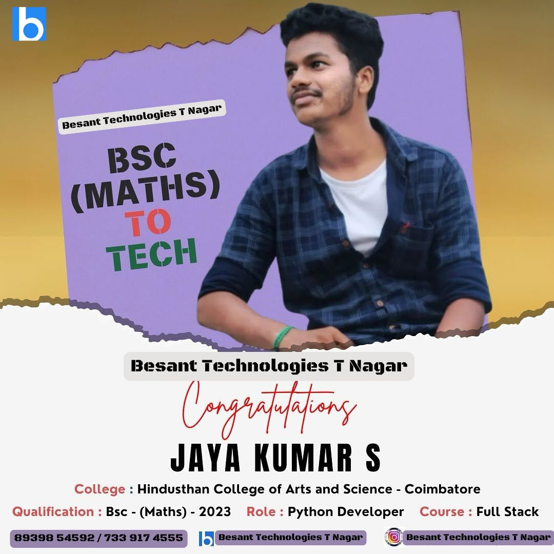 Besant Technologies_T Nagar on LinkedIn: #successstory # ... Besant Technologies_T Nagar on LinkedIn: #successstory # ...