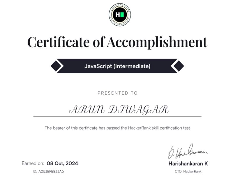 ARUN DIWAGAR on LinkedIn: #javascript #webdevelopment #hackerrank # ... ARUN DIWAGAR on LinkedIn: #javascript #webdevelopment #hackerrank # ...