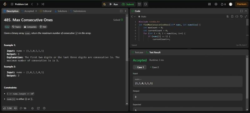Akshaya D on LinkedIn: Leetcode completion on Max consecutive ones ... Akshaya D on LinkedIn: Leetcode completion on Max consecutive ones ...