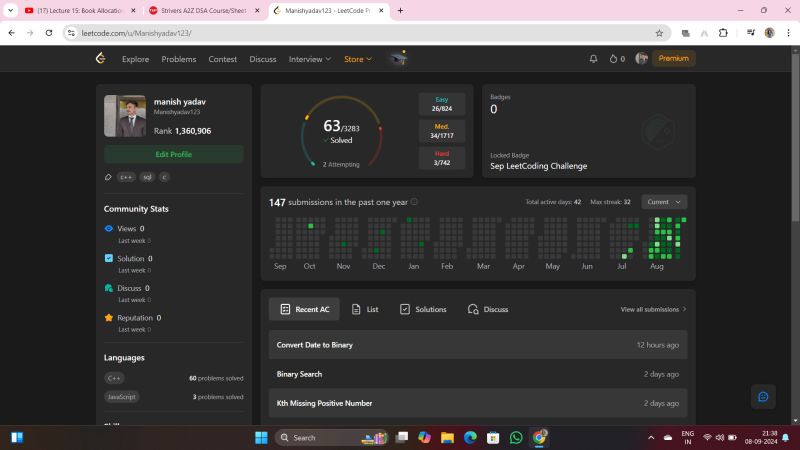 Manish Yadav on LinkedIn: #leetcode #dsa #striverssheet #problemsolving ... Manish Yadav on LinkedIn: #leetcode #dsa #striverssheet #problemsolving ...