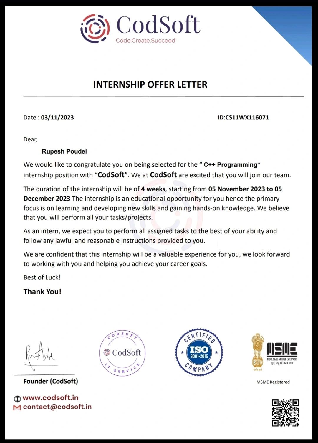 Rupesh poudel on LinkedIn: #newbeginnings #internship #codsoft Rupesh poudel on LinkedIn: #newbeginnings #internship #codsoft
