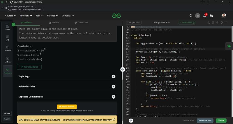 Saurav Kumar on LinkedIn: #gfg160 #geekstreak2024 #dsa #binarysearch # ... Saurav Kumar on LinkedIn: #gfg160 #geekstreak2024 #dsa #binarysearch # ...
