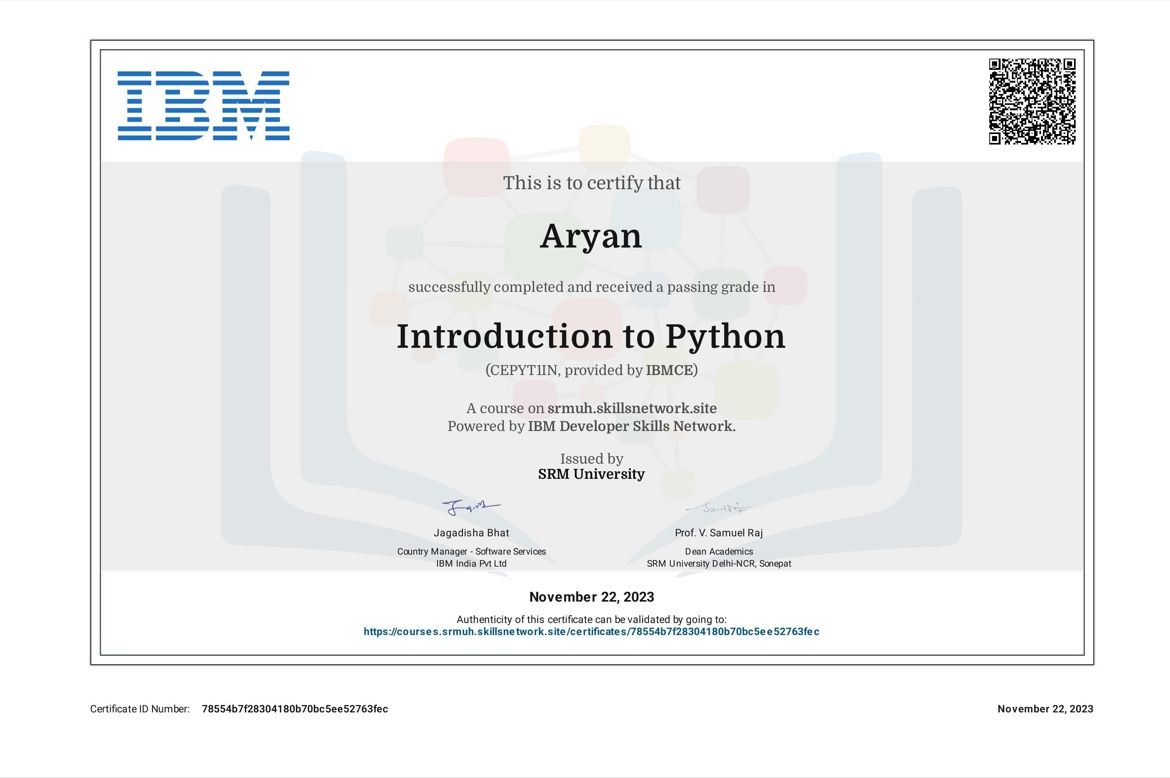 I'm excited to share that I have earned my IBM certificate in Python ... I'm excited to share that I have earned my IBM certificate in Python ...