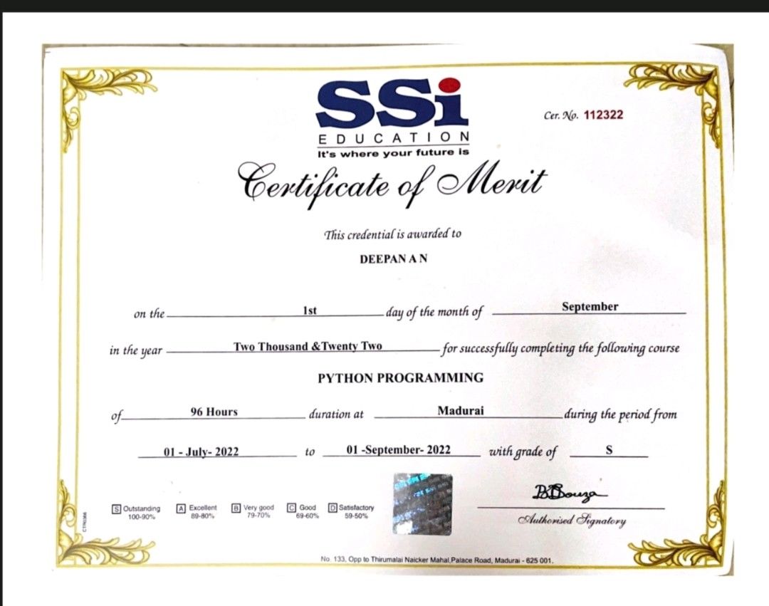DEEPAN A N on LinkedIn: #pythonprogramming #achievementunlocked #python ... DEEPAN A N on LinkedIn: #pythonprogramming #achievementunlocked #python ...