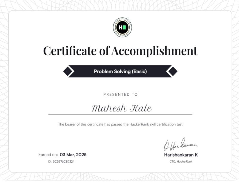 #python #problemsolving #hackerrank #ai #datascience | Mahesh Kale #python #problemsolving #hackerrank #ai #datascience | Mahesh Kale