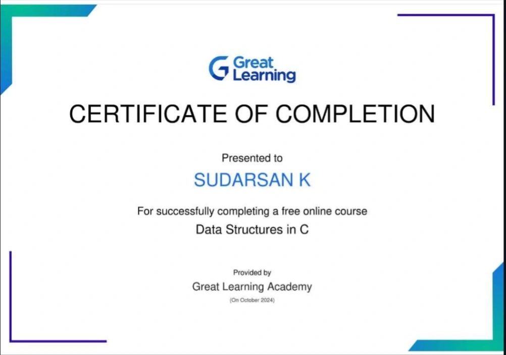 #cprogramming #dsa #greatlearning #continuouslearning | Sudarsan K #cprogramming #dsa #greatlearning #continuouslearning | Sudarsan K