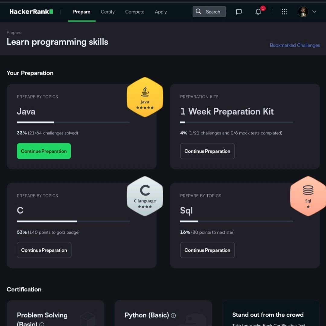 Reached the gold badge in java programming at HackerRank | Praveen P Reached the gold badge in java programming at HackerRank | Praveen P