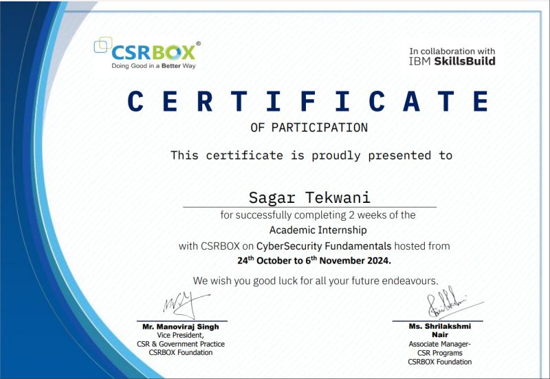 Sagar Tekwani on LinkedIn: #cybersecurity #ibm #certification # ... Sagar Tekwani on LinkedIn: #cybersecurity #ibm #certification # ...