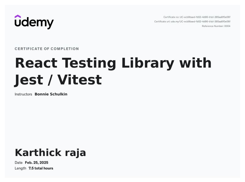 #react #frontenddevelopment #jest #vitest #softwaretesting | Karthick ... #react #frontenddevelopment #jest #vitest #softwaretesting | Karthick ...