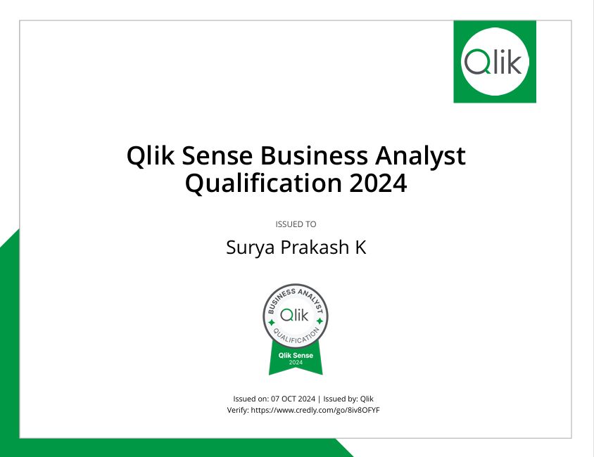 Surya Prakash K on LinkedIn: #datadriven #qliksense #professionalgrowth Surya Prakash K on LinkedIn: #datadriven #qliksense #professionalgrowth
