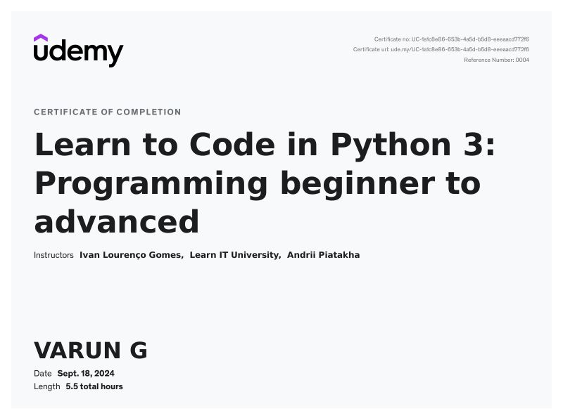 Varun Ganesan on LinkedIn: #python #programming #codingjourney # ... Varun Ganesan on LinkedIn: #python #programming #codingjourney # ...