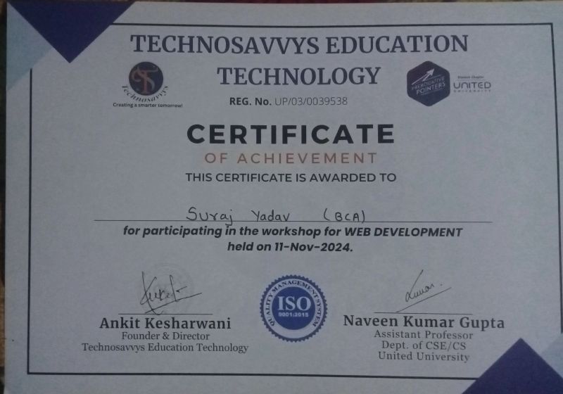 Suraj Yadav on LinkedIn: #html #css #uniteduniversity #certificate # ... Suraj Yadav on LinkedIn: #html #css #uniteduniversity #certificate # ...