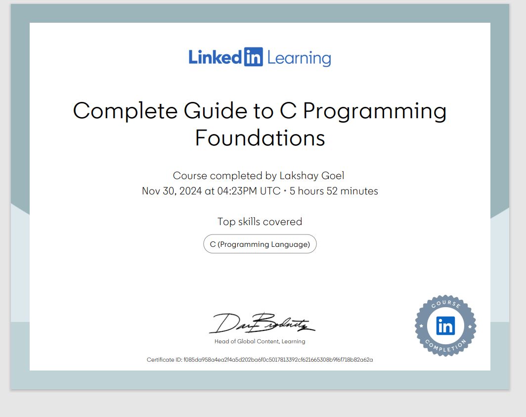 Lakshay Goel on LinkedIn: #programming #clanguage #learningjourney # ... Lakshay Goel on LinkedIn: #programming #clanguage #learningjourney # ...