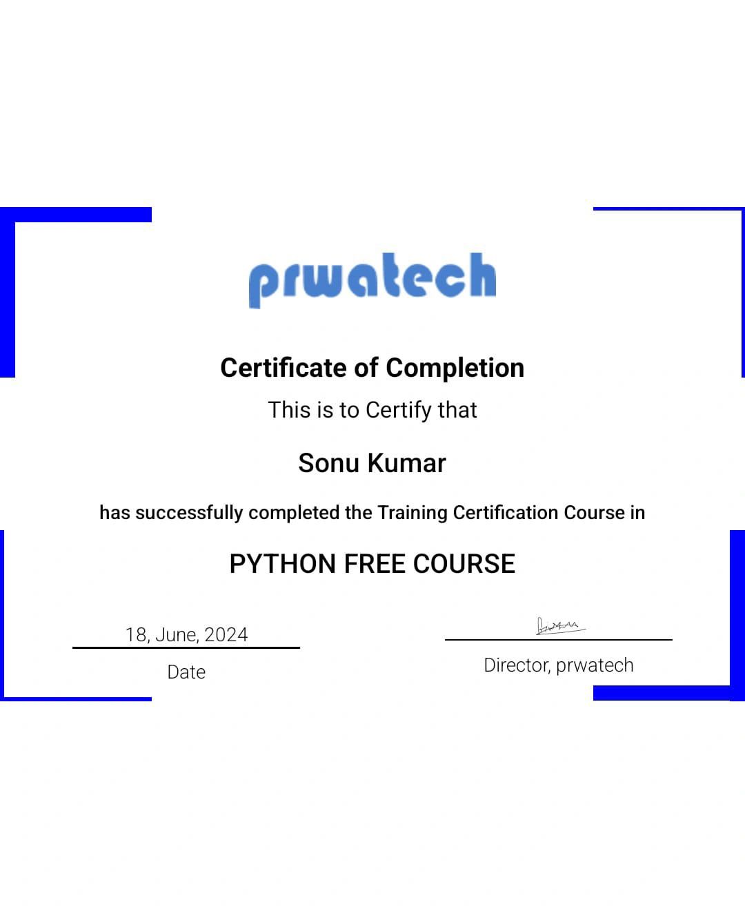 Sonu Kumar on LinkedIn: # completing python course from the prwatech ... Sonu Kumar on LinkedIn: # completing python course from the prwatech ...