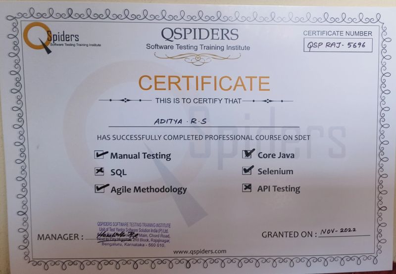 Aditya R S on LinkedIn: #qspiders #softwaretesting Aditya R S on LinkedIn: #qspiders #softwaretesting